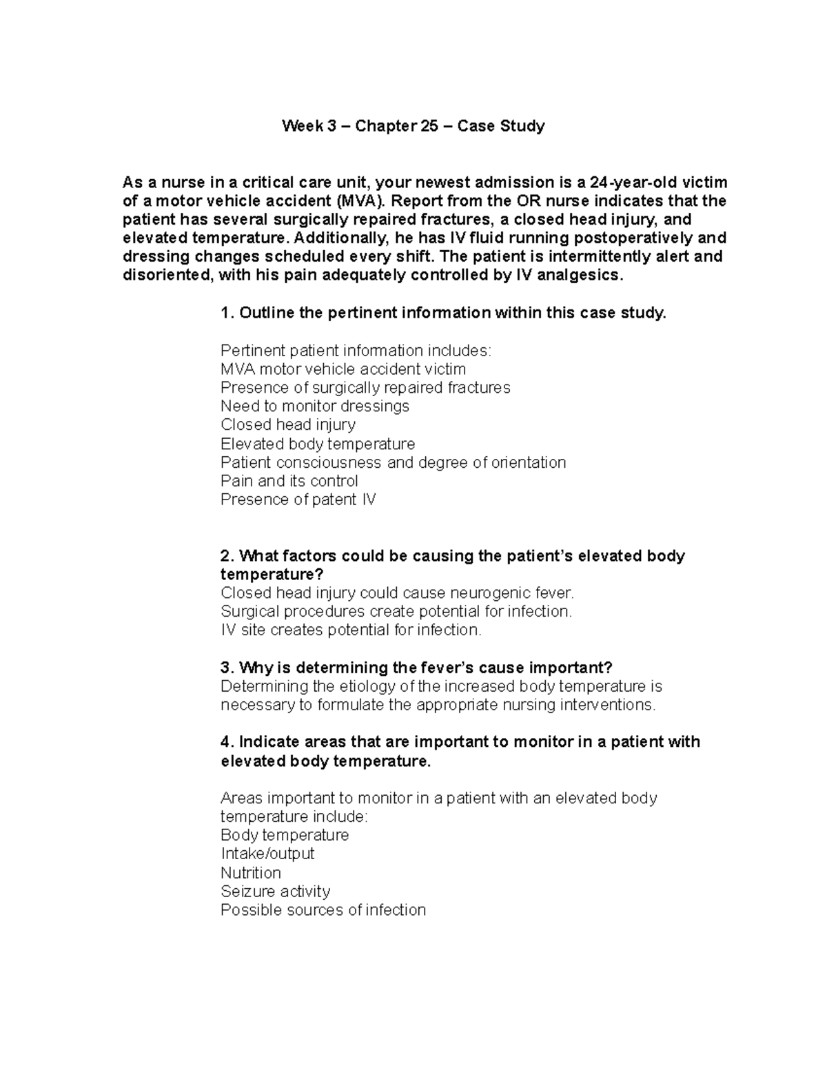 Chapter 25 - Case Study - Week 3 – Chapter 25 – Case Study As a nurse ...