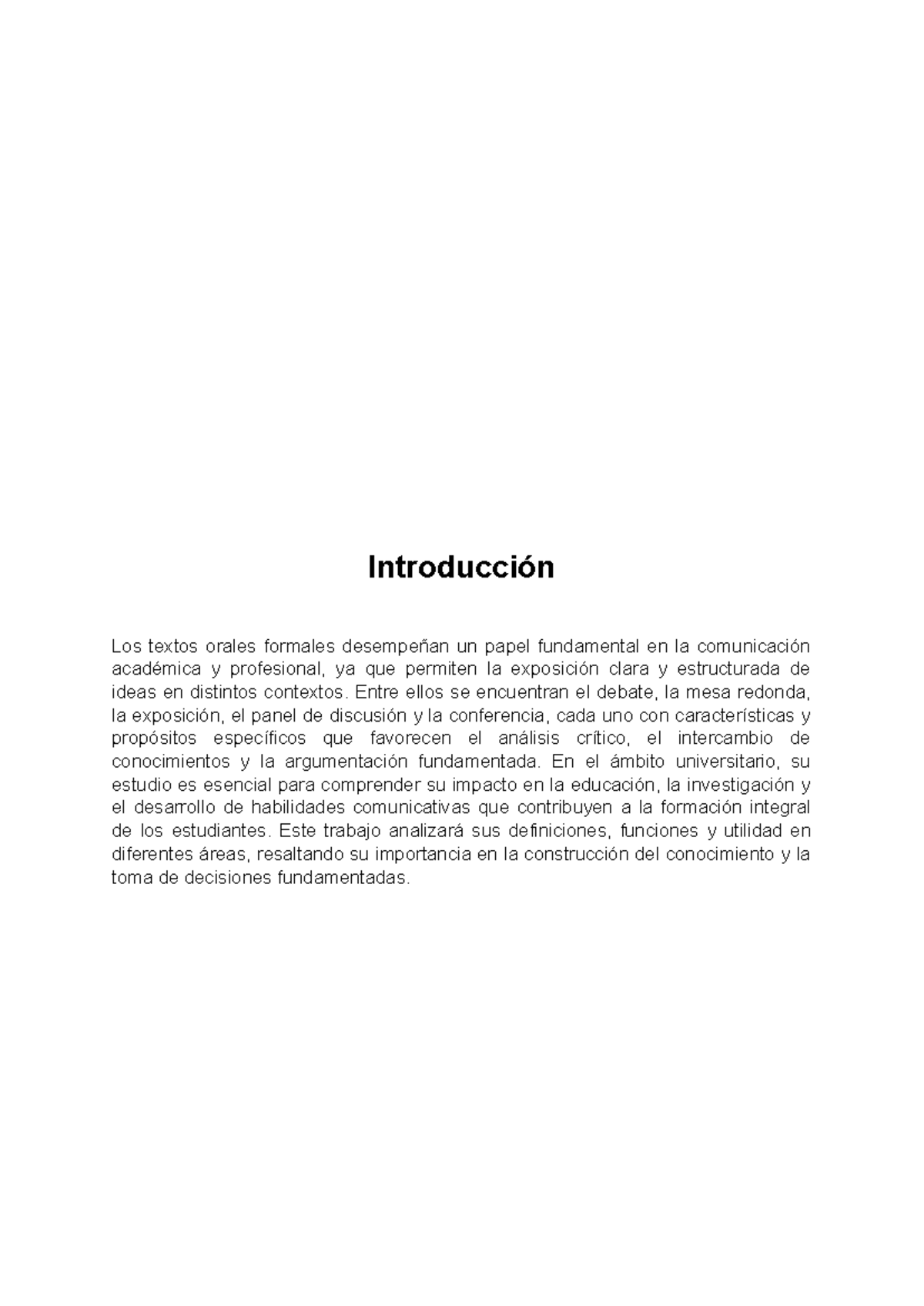 Texto Orales Formales: Análisis y Utilidad en Español II - Studocu