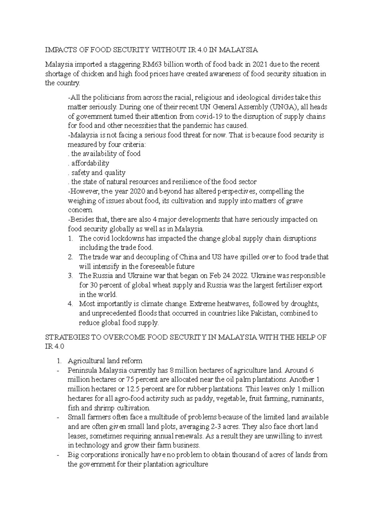 Impacts OF FOOD Security Without IR 4 - IMPACTS OF FOOD SECURITY ...