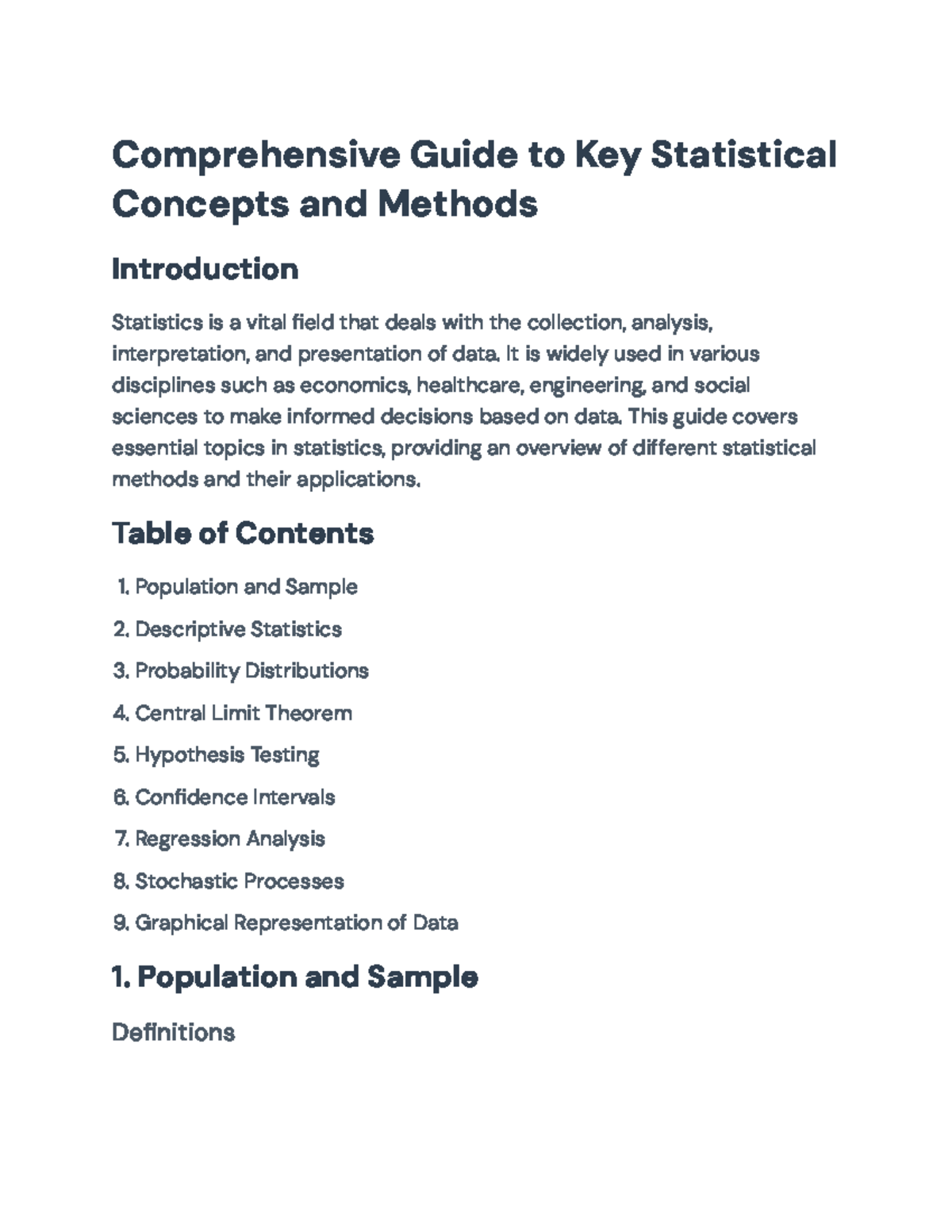 Statistical Concepts & Methods Overview: A Comprehensive Guide - Studocu
