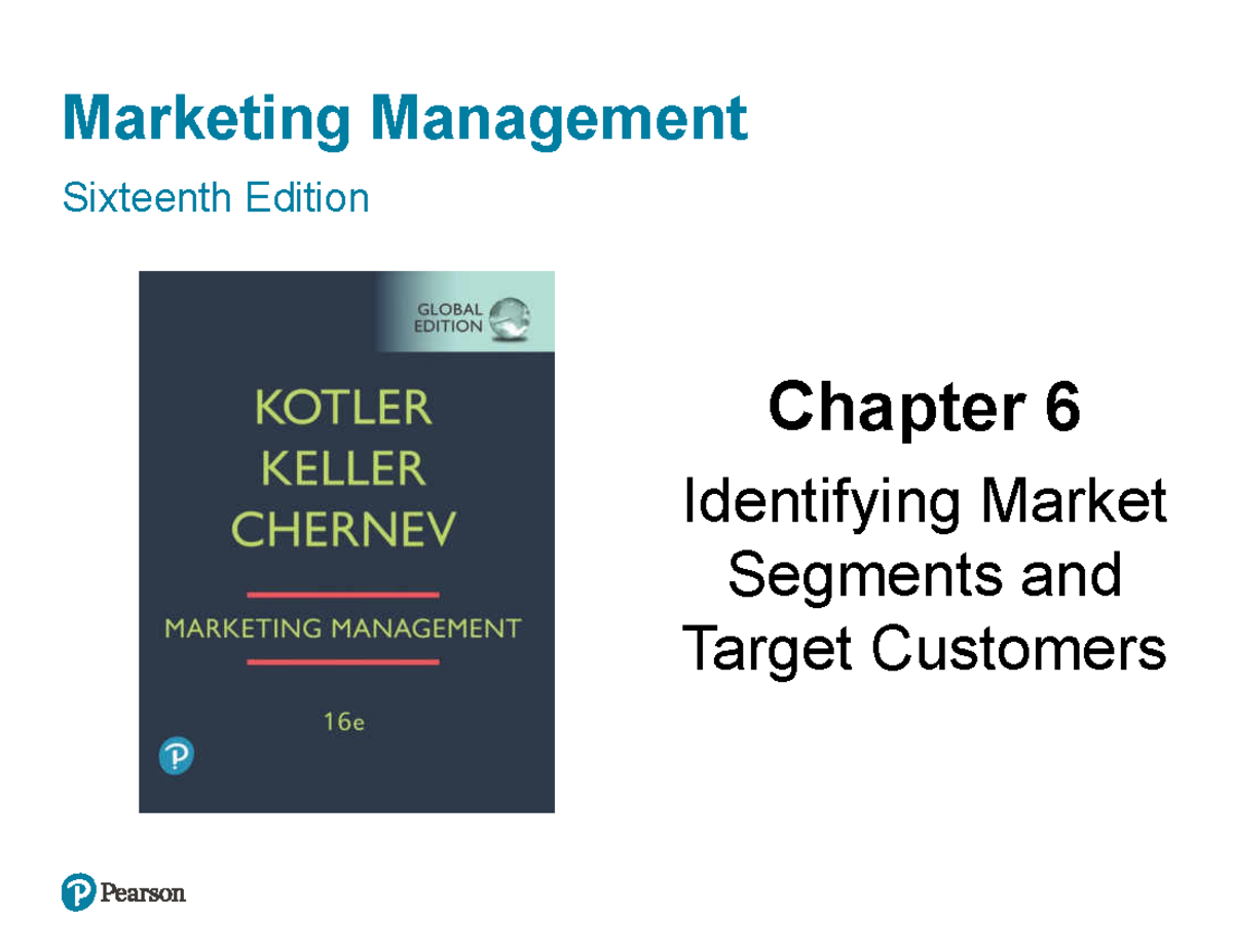 Marketing Management MM16E Chapter 6: Market Segmentation & Targeting ...