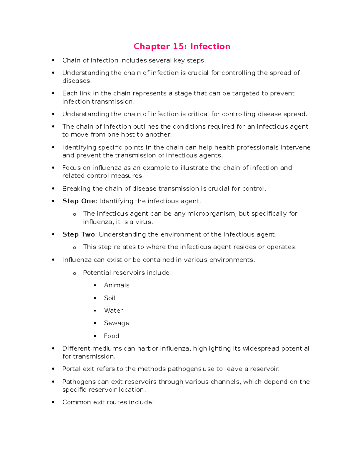 Chapter 15: Understanding the Infection Chain and Control Measures ...