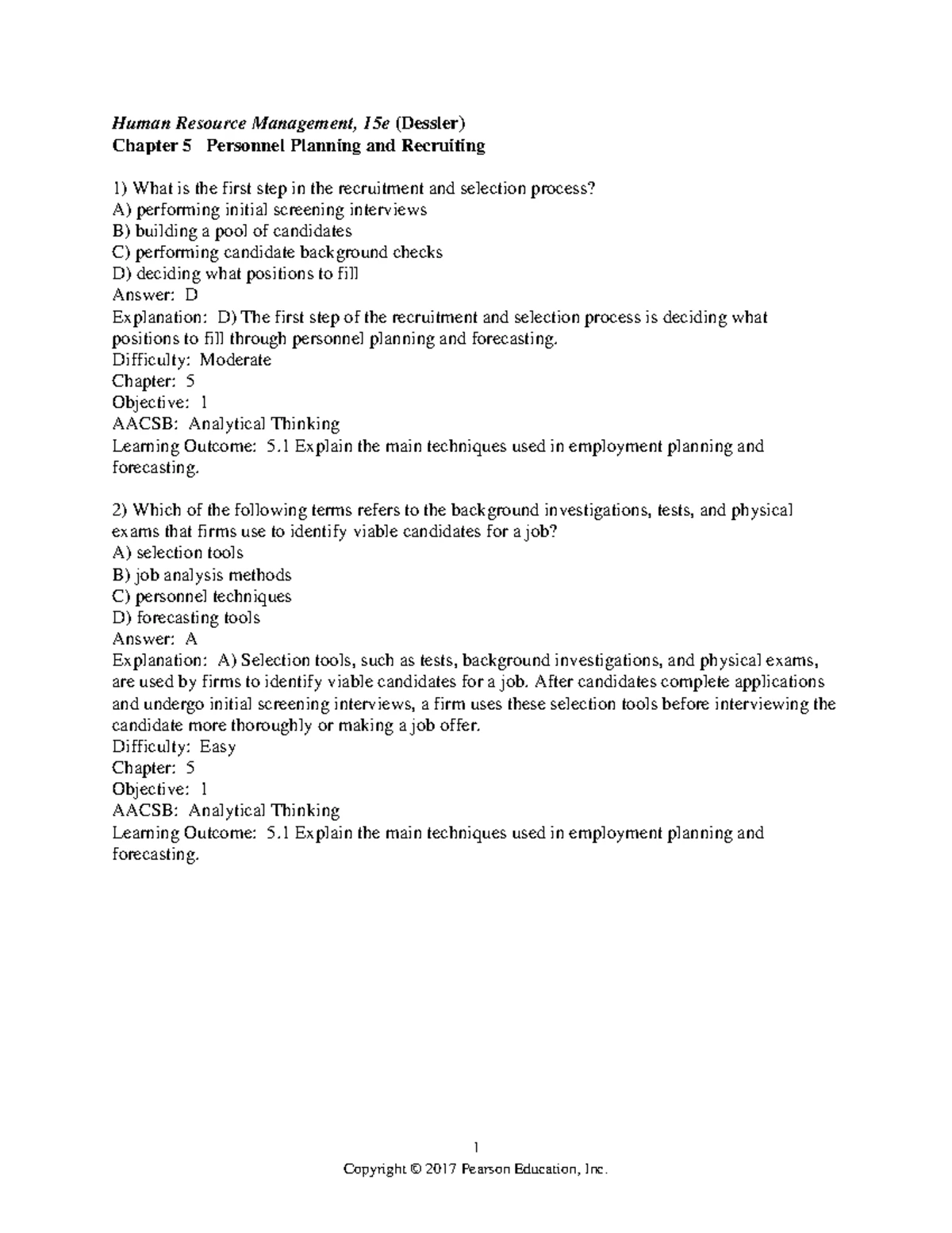 HRM-CHAP-7 - test bank questions - 1 Human Resource Management, 15e ...