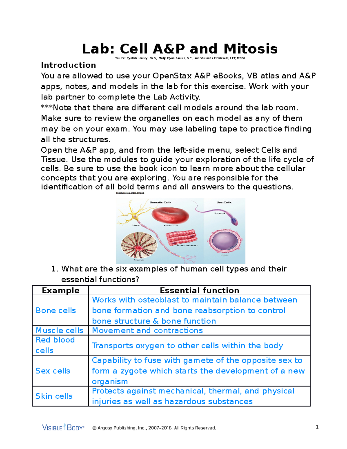 2023 ZOOL 2011 .17 - VB3 Lab Activities-Cell AP and Mitosis - Lab: Cell ...
