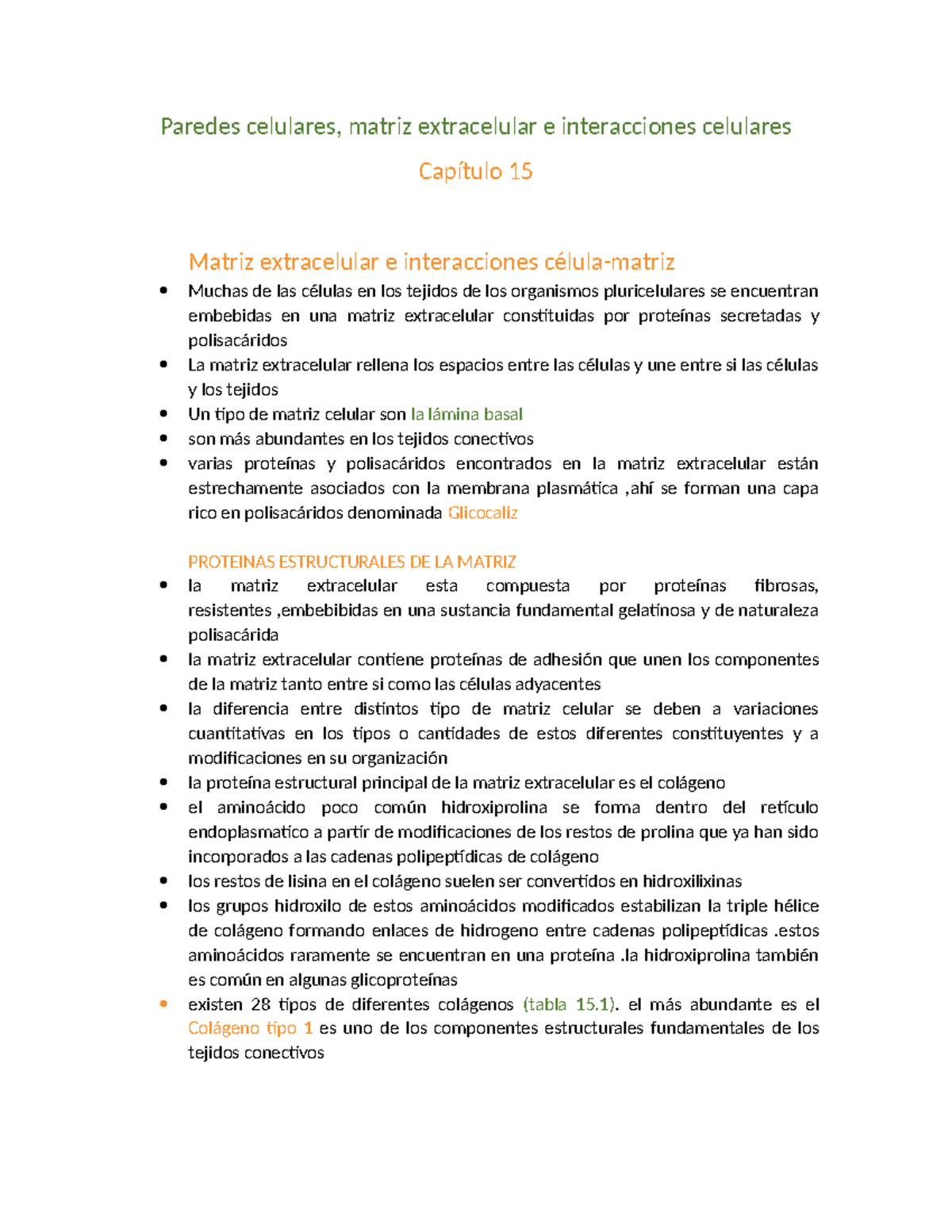 Paredes Celulares y Matriz Extracelular: Capítulo 15 - cbc - Studocu