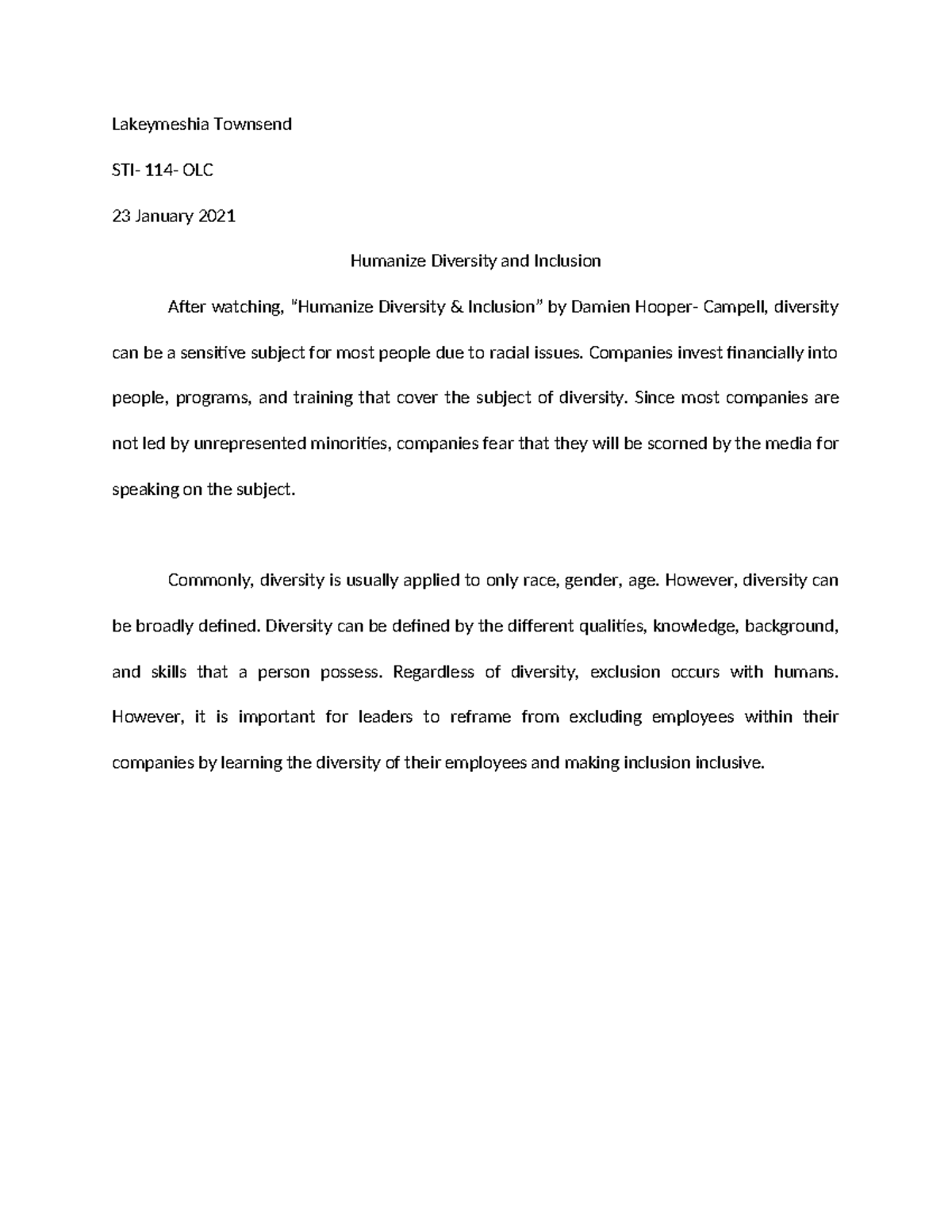 Humanize Diversity & Inclusion OLC 23 - Insights from Damien Campbell ...