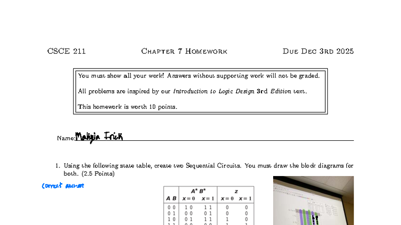 CSCE 211 Chapter 7 Homework Assignment Due Dec 3rd 2025 - Studocu