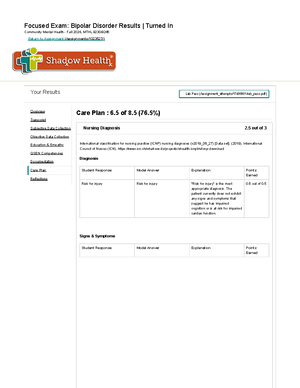 Shadow Health Rachel Adler SBAR - Shadow Health: Focused Exam: Alcohol ...