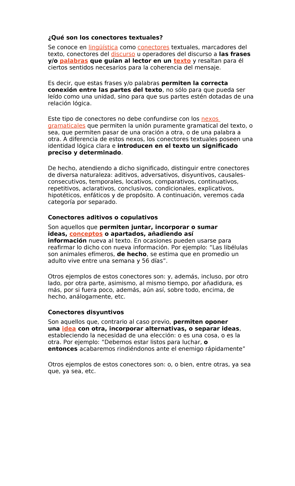 Qué son los conectores textuales: Definición y Tipos - Studocu