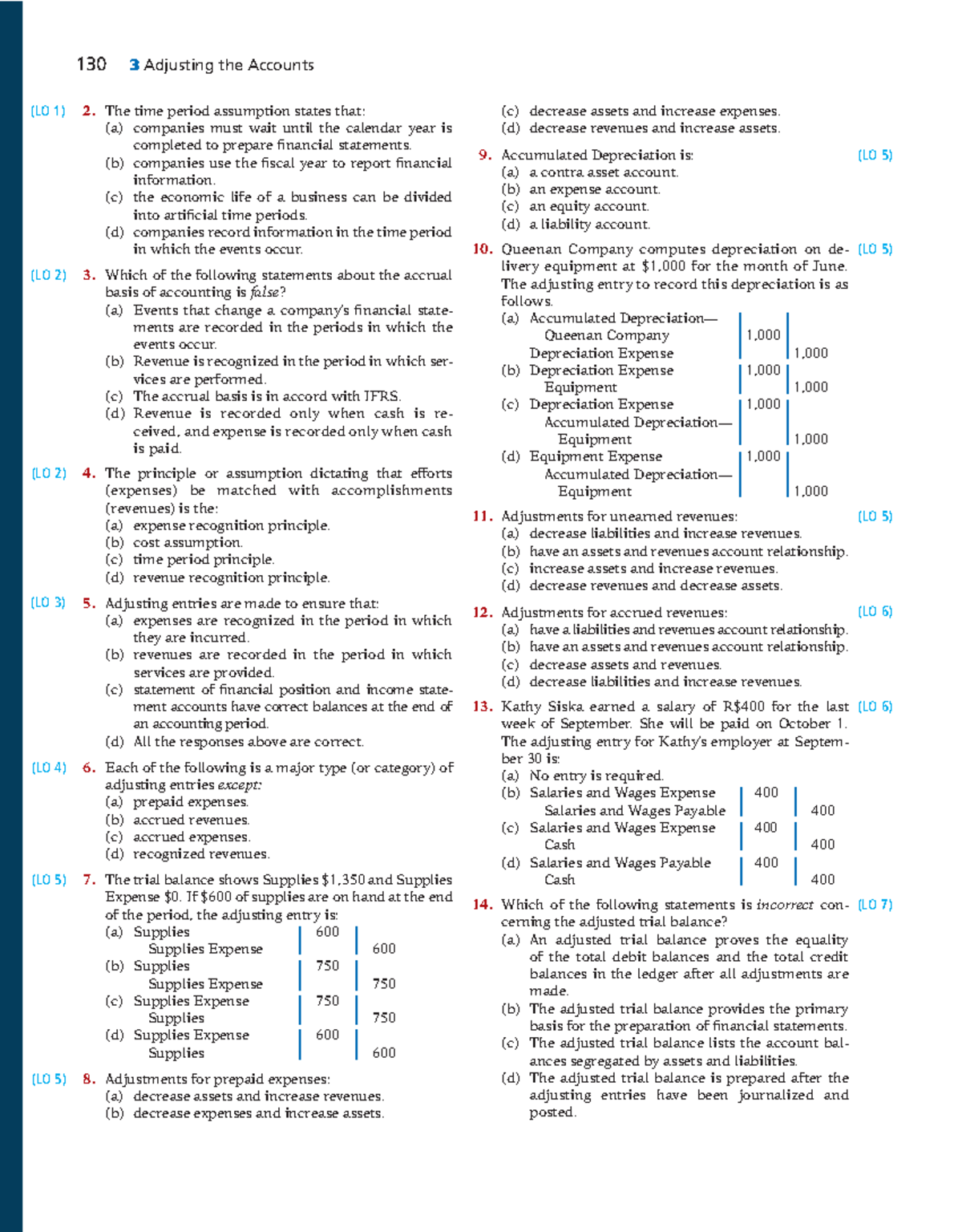 130 (LO 1) 3 Adjusting the Accounts - Practice Questions - Studocu