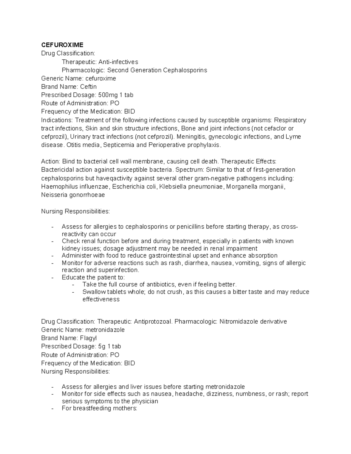 CEF 101: Comprehensive Drug Portfolio and Nursing Responsibilities ...