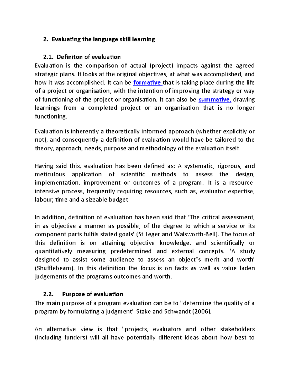 Evaluating the language skill learning - 2. Evaluating the language ...