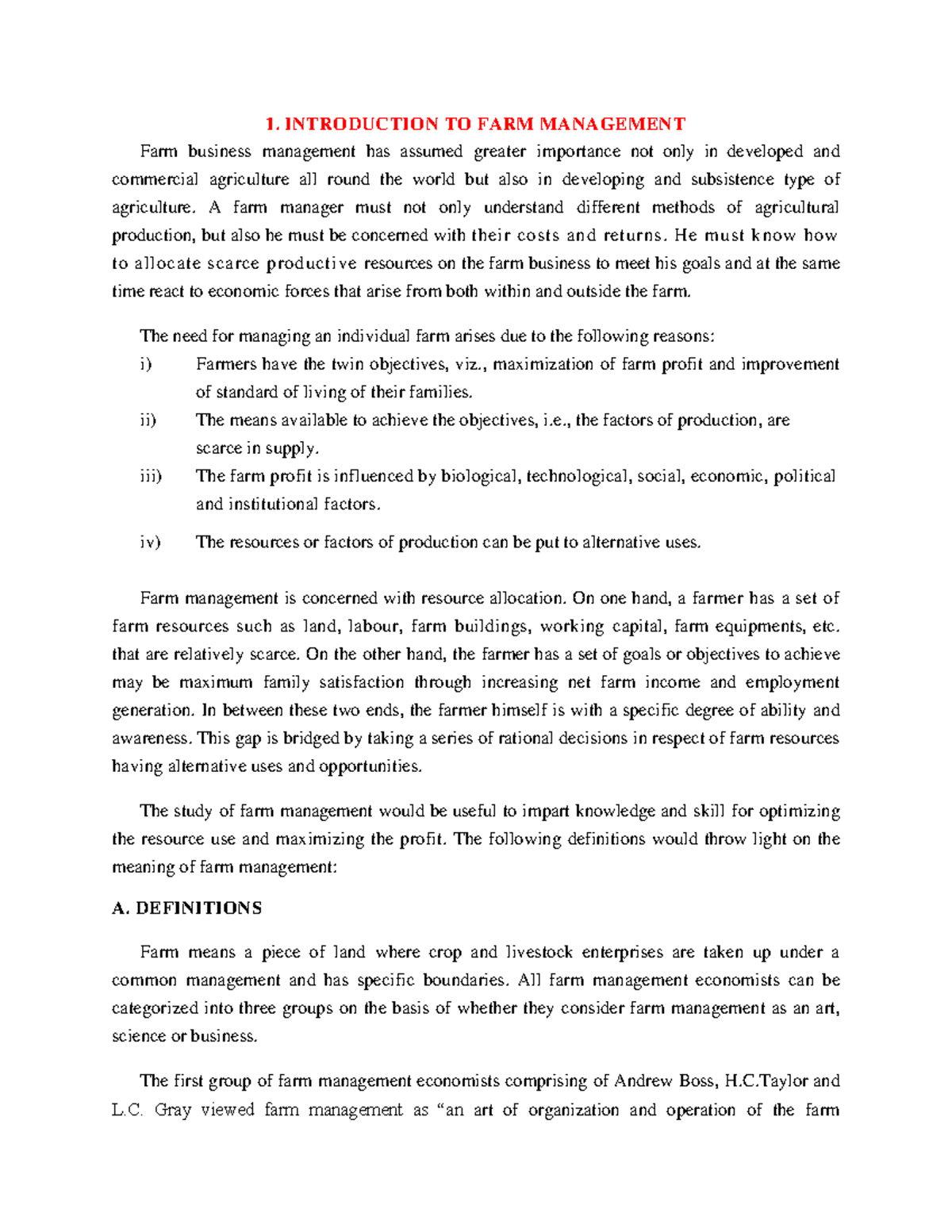 Lec01 - Introduction to Farm Management for AEC 301 - Studocu