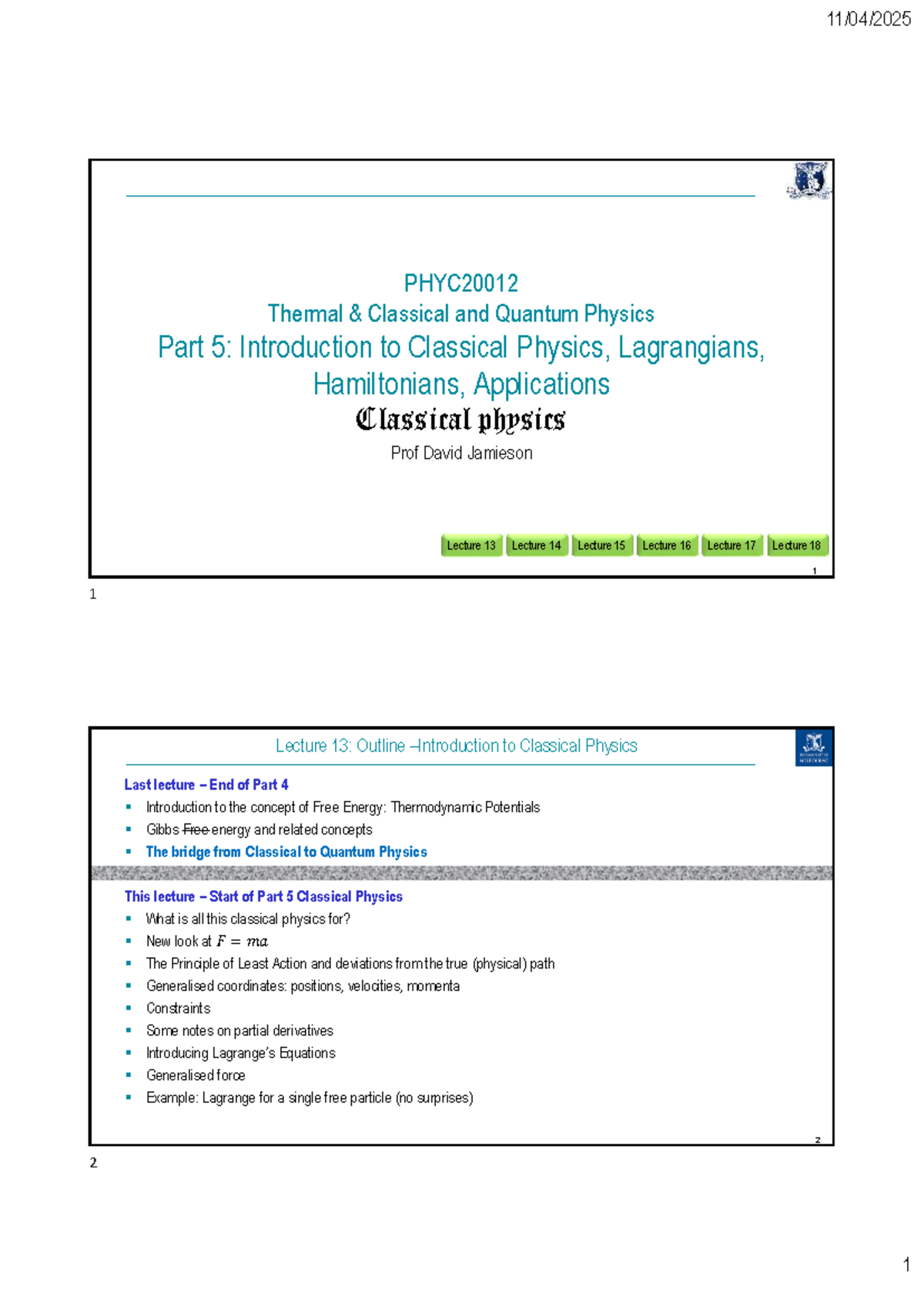 PHYC20012 Final Exam: Introduction to Classical Physics and Lagrangians ...