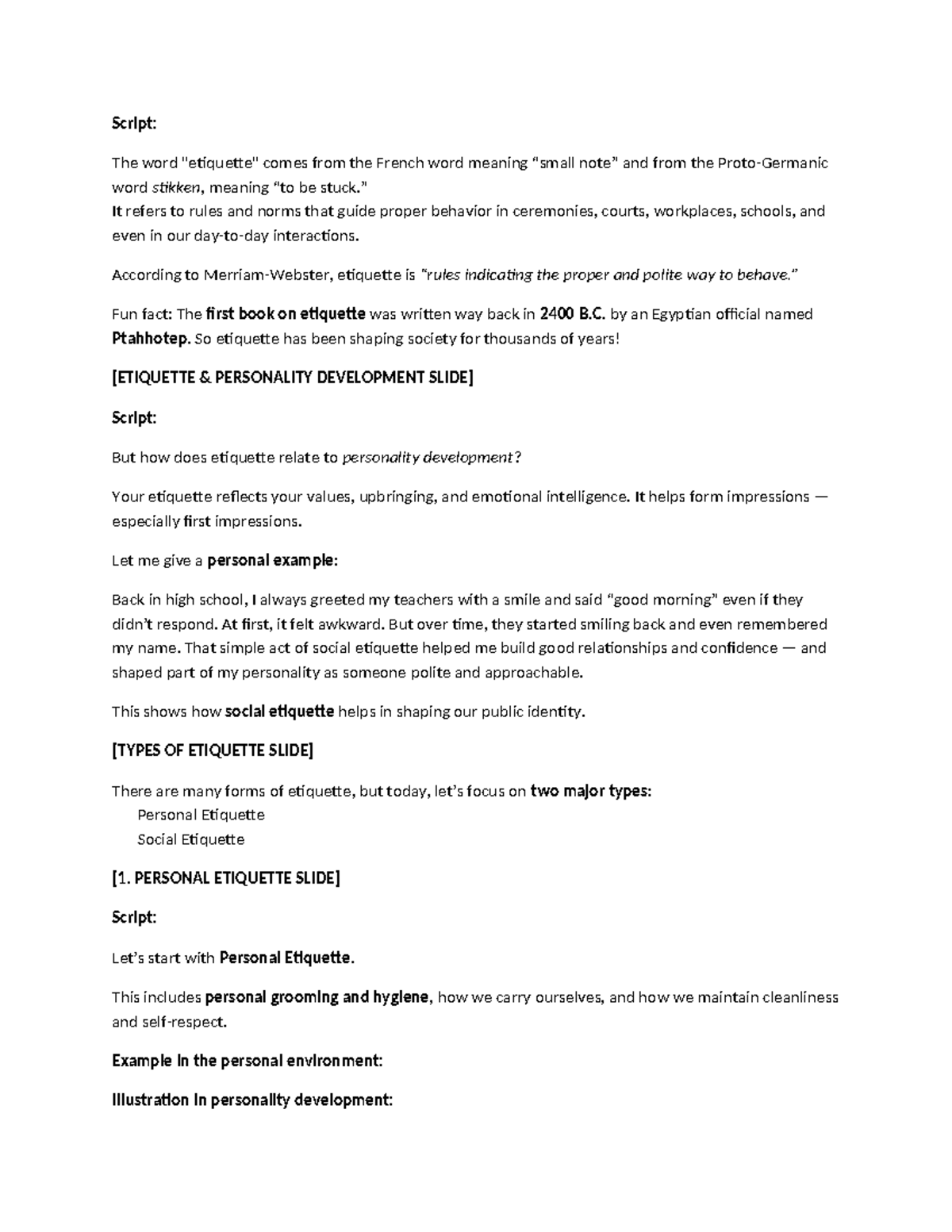 WHAT IS Etiquette: Understanding Its Role in Personality Development ...