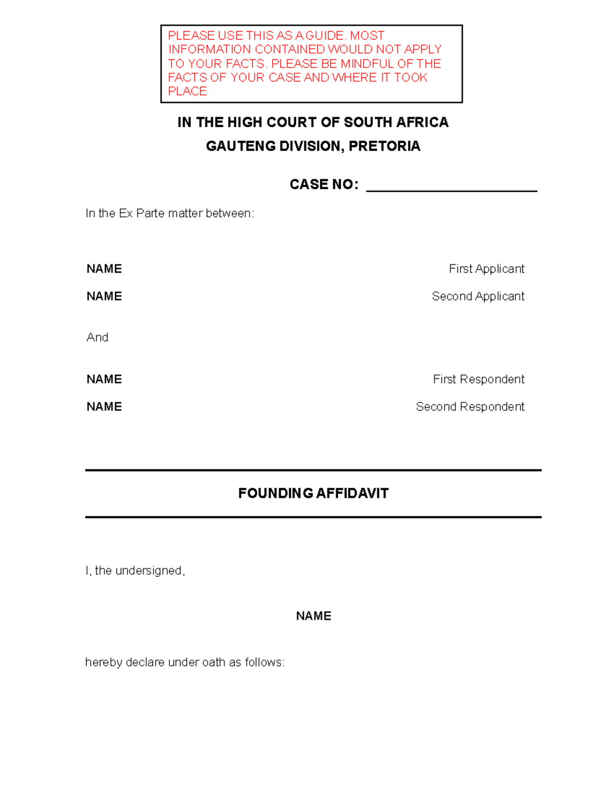 Amended Affidavit Template for Legal Proceedings - Example Guide - Studocu
