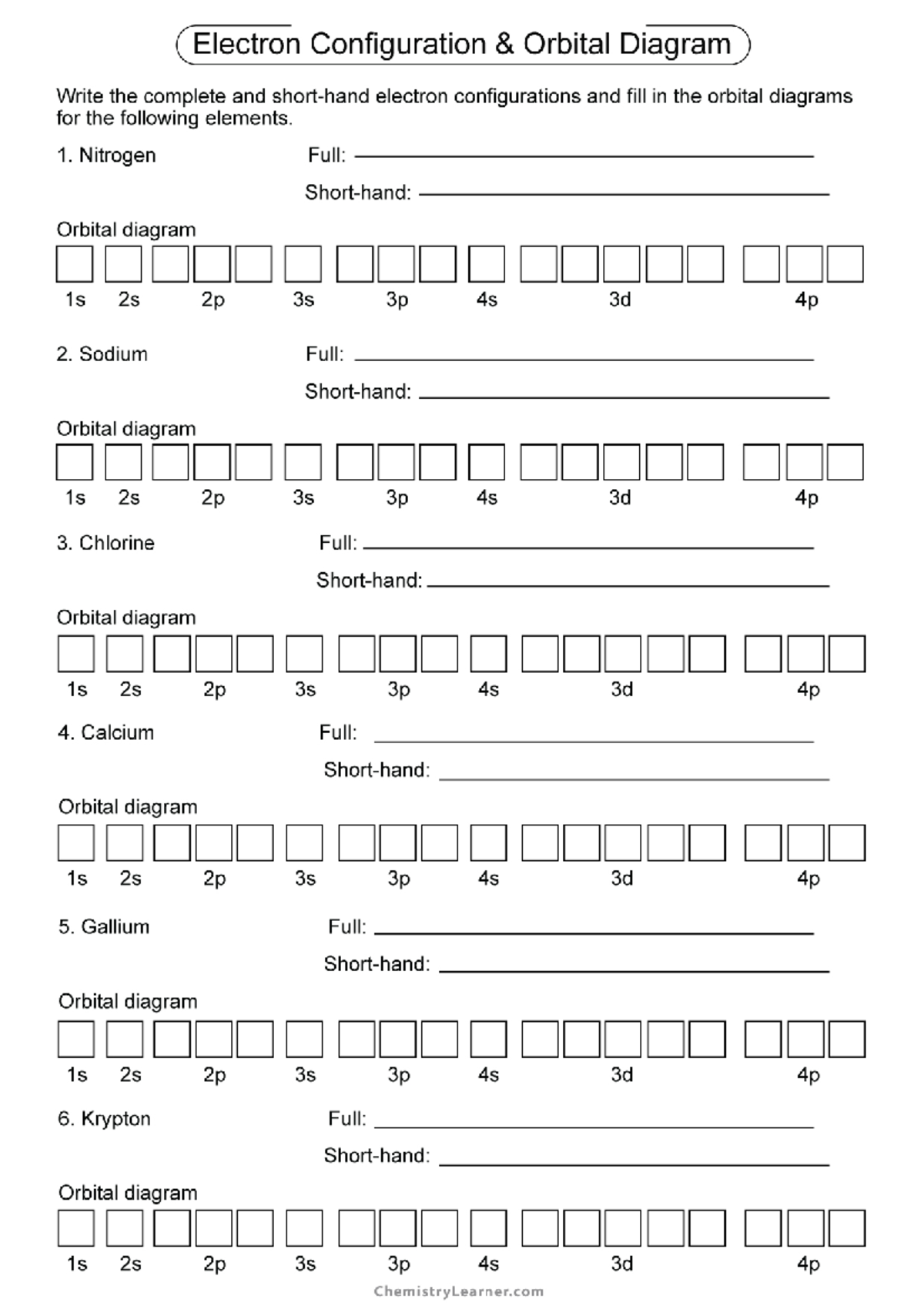 Atomic Orbitals and Electron Configurations Worksheet Answers ...
