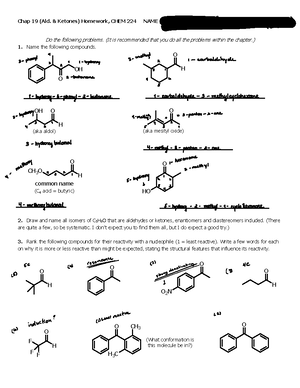 CHEM 224 Exam 1 S22 - Organic Chemistry 2 Exam 1 Blank - CHEM 224, Orgo ...