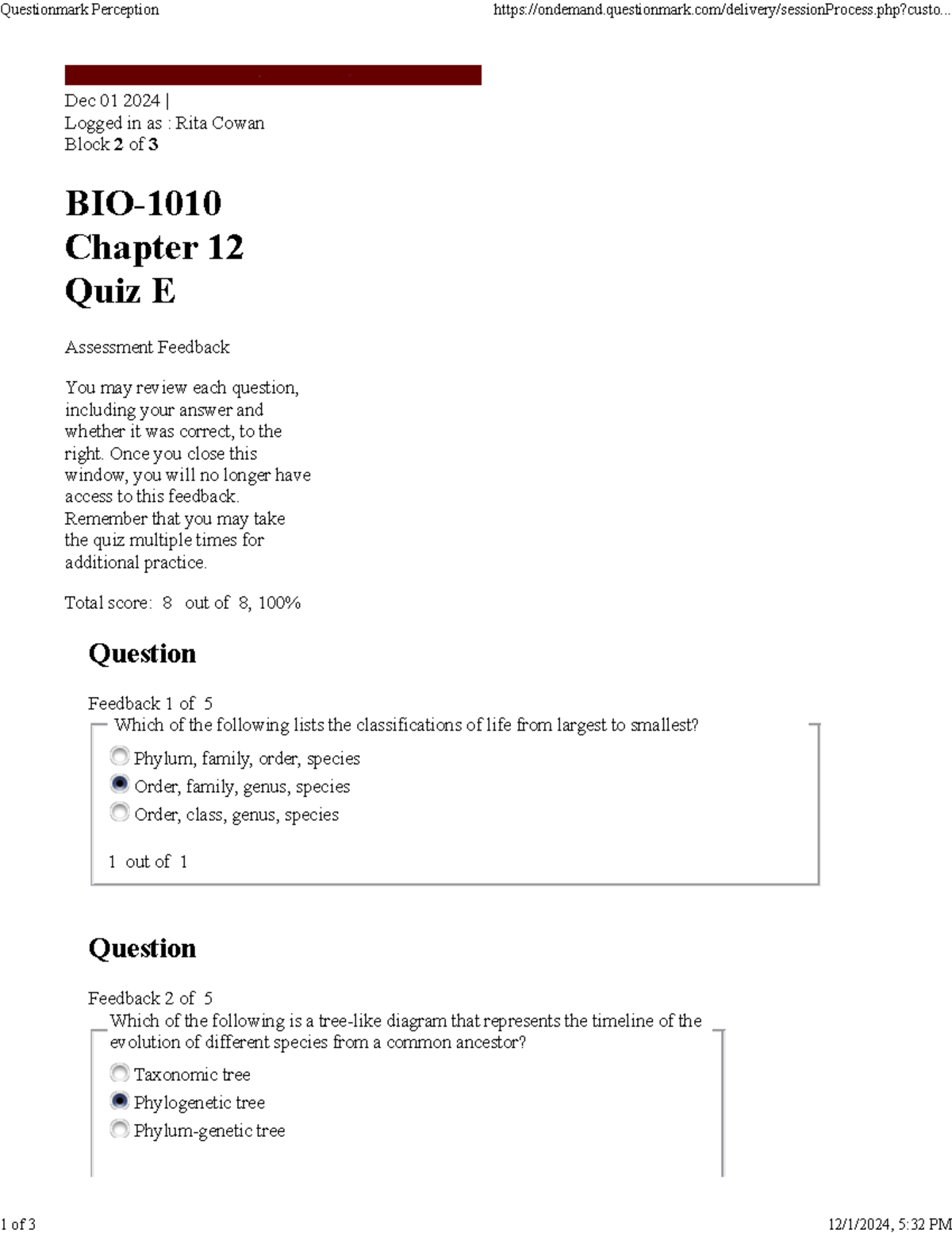 Quiz 12 - Questions and answers to Introductory Biology (BIO-101) Quiz ...