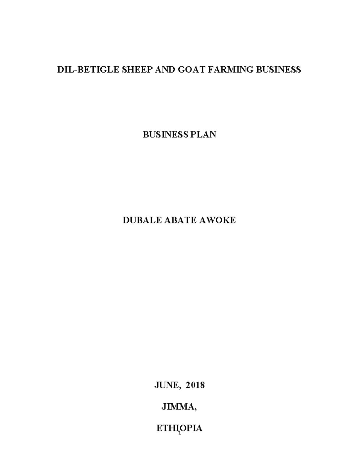 Dil-Betigle Sheep and Goat Farming Business Plan 2019 - Studocu