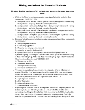 Remedial Biology BIO101 Chapter 3 Worksheet - Microscopy Techniques ...
