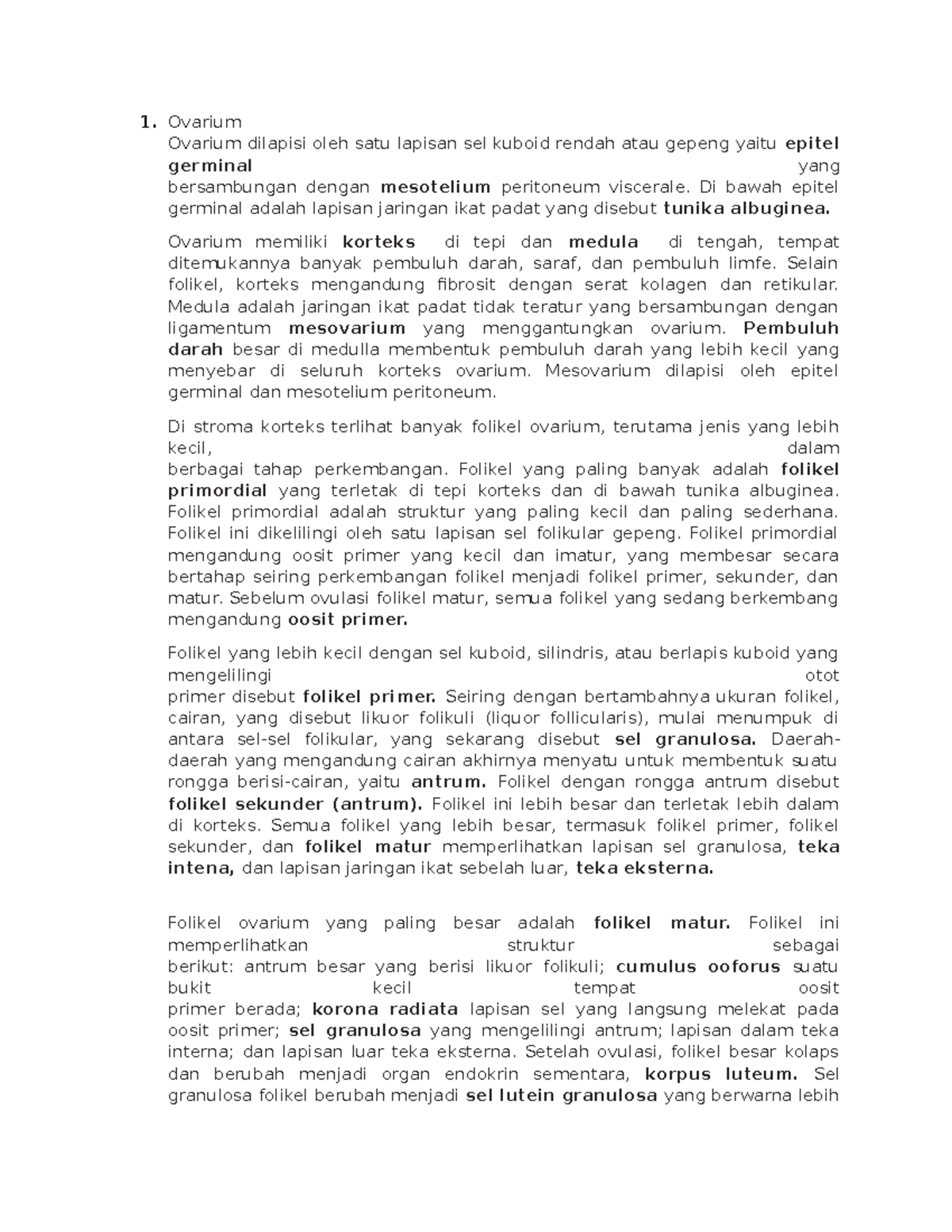 Histologi Organ Reproduksi Wanita: Ovarium, Tuba Uterina, dan Uterus ...
