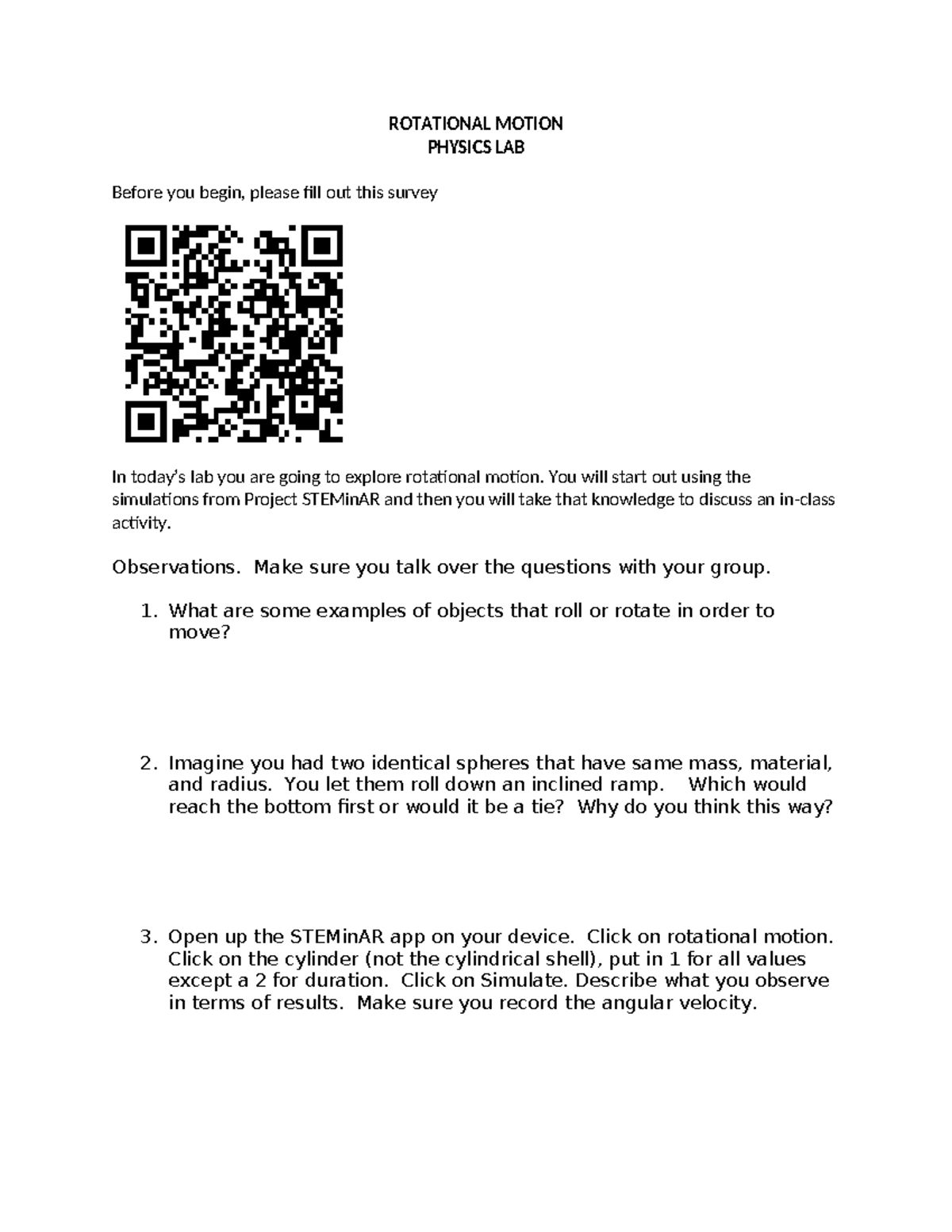 Rotational Motion Physics Lab (PHYS 101) - Experiment & Observations ...