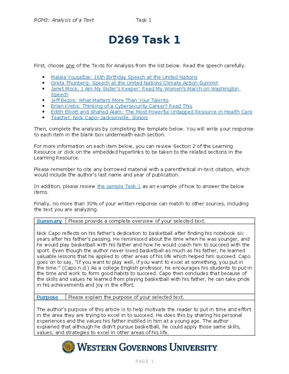 D269 Task 1 - Analysis of a Selected Text for RGM3 Assignment - Studocu D269 Task 1 - Analysis of a Selected Text for RGM3 Assignment - Studocu