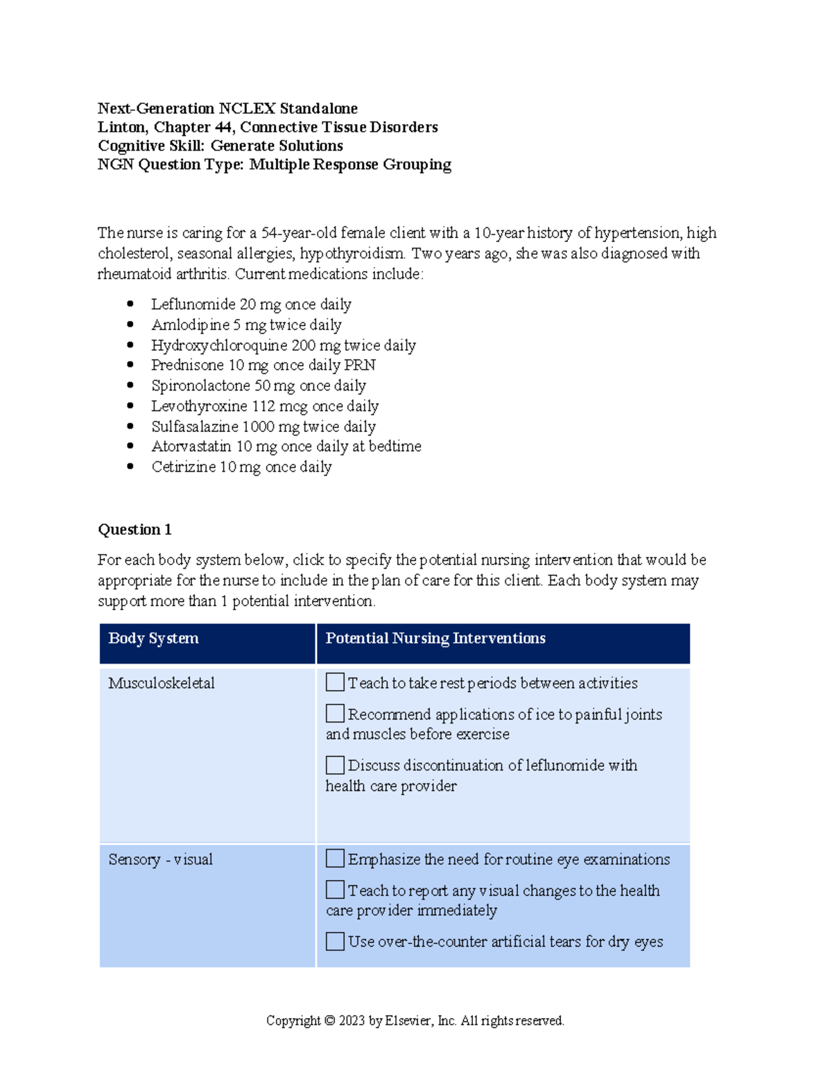 Linton Chapter 44: Nursing Interventions for Connective Tissue ...