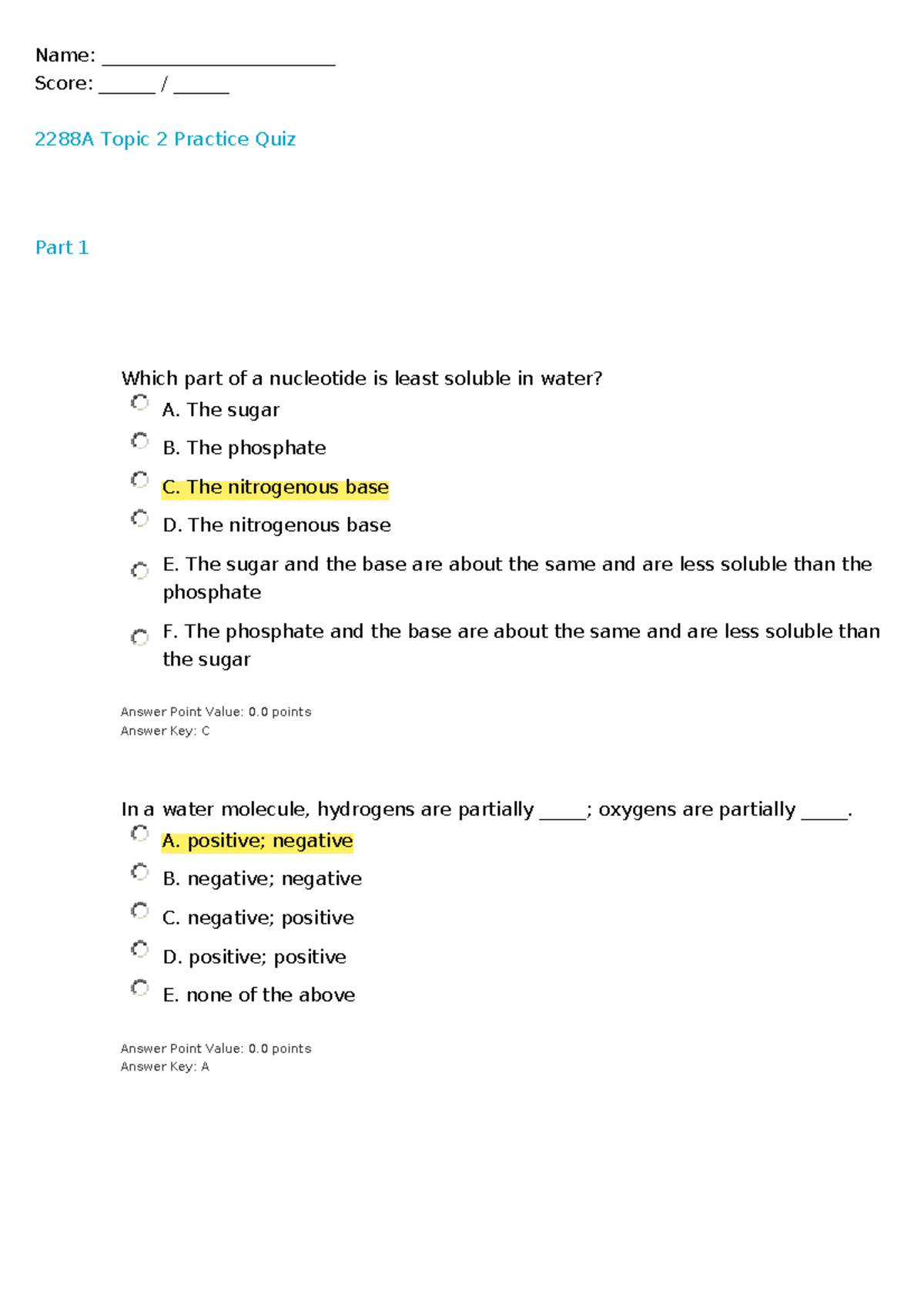 Topic 2 answer key - Practice quiz - Name ...