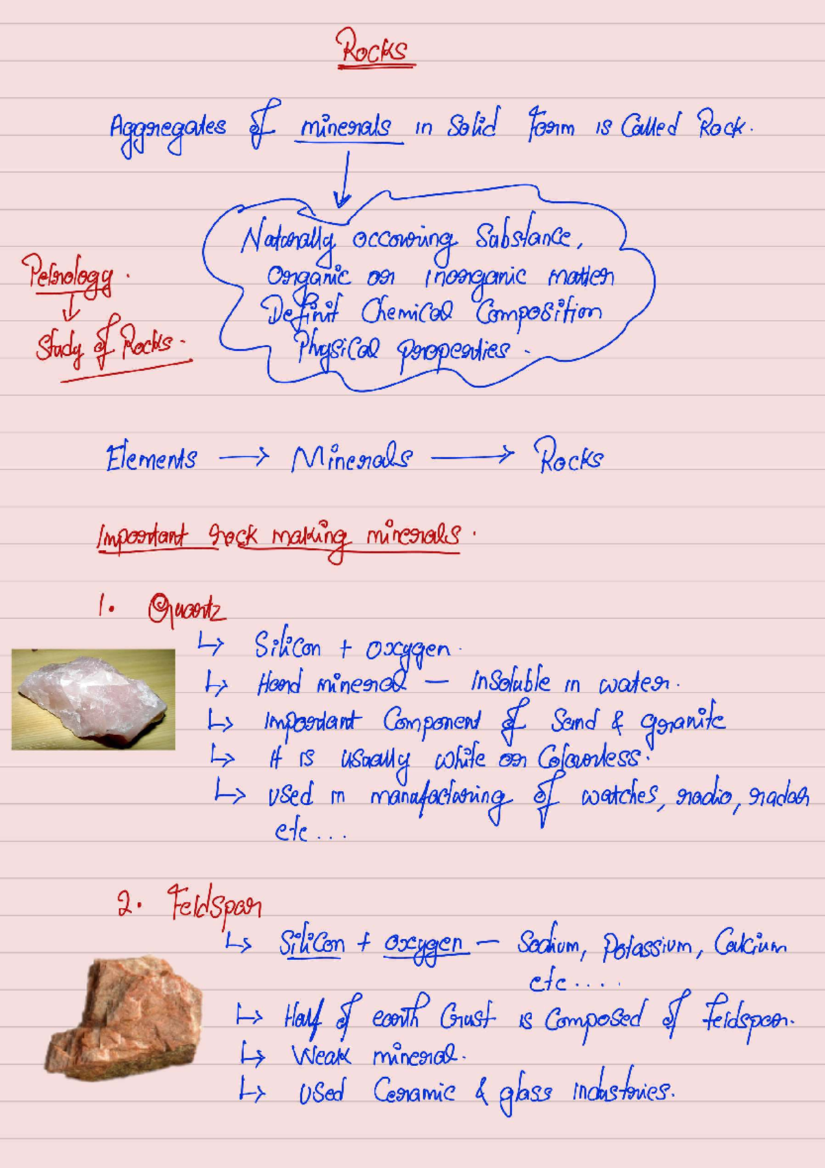 Geography Class Notes: Rocks and Minerals Overview (GEO 101) - Studocu