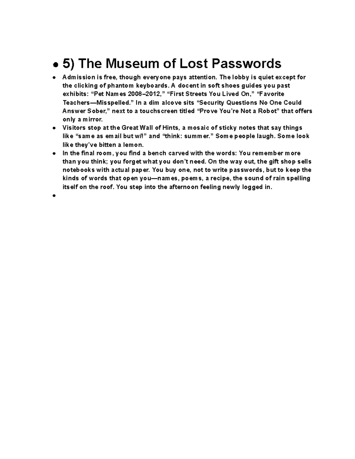 Museum of Lost Passwords - Notes for Random Majors - Studocu