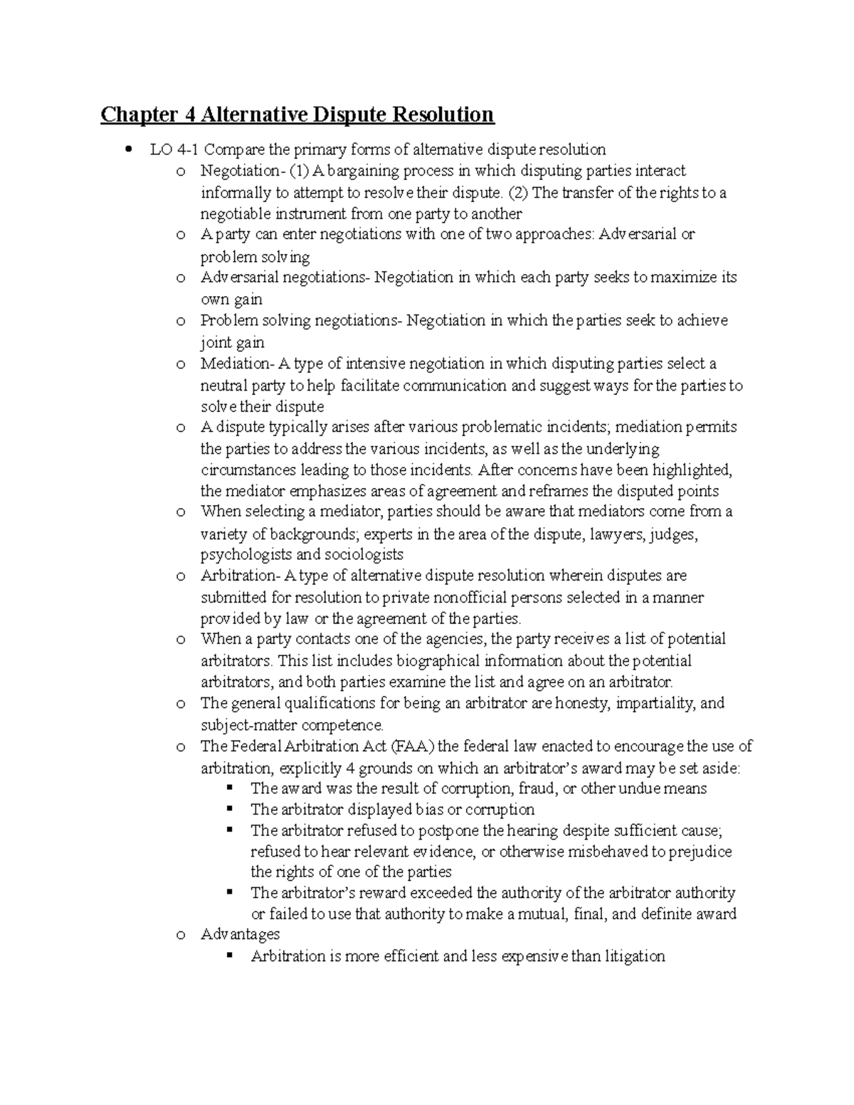Chapter 4: Alternative Dispute Resolution Overview and Methods - Studocu