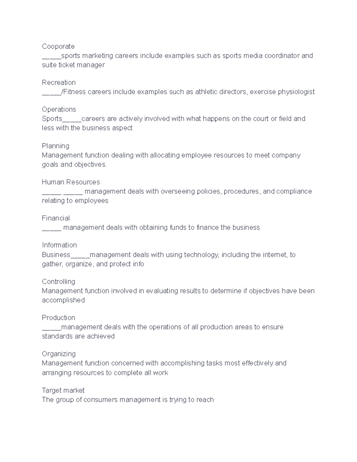 Business and Sports Management Chapter 1 Definitions - Cooporate ...