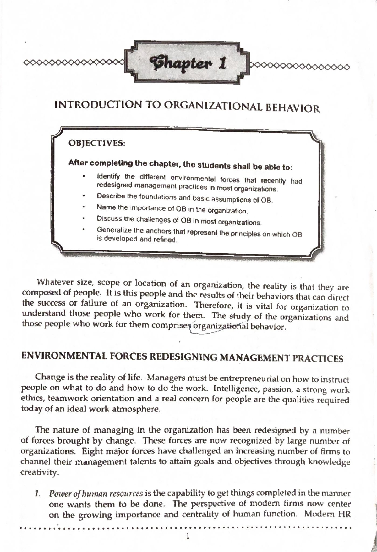Chapter 1: Introduction to Organizational Behavior - Key Concepts and ...