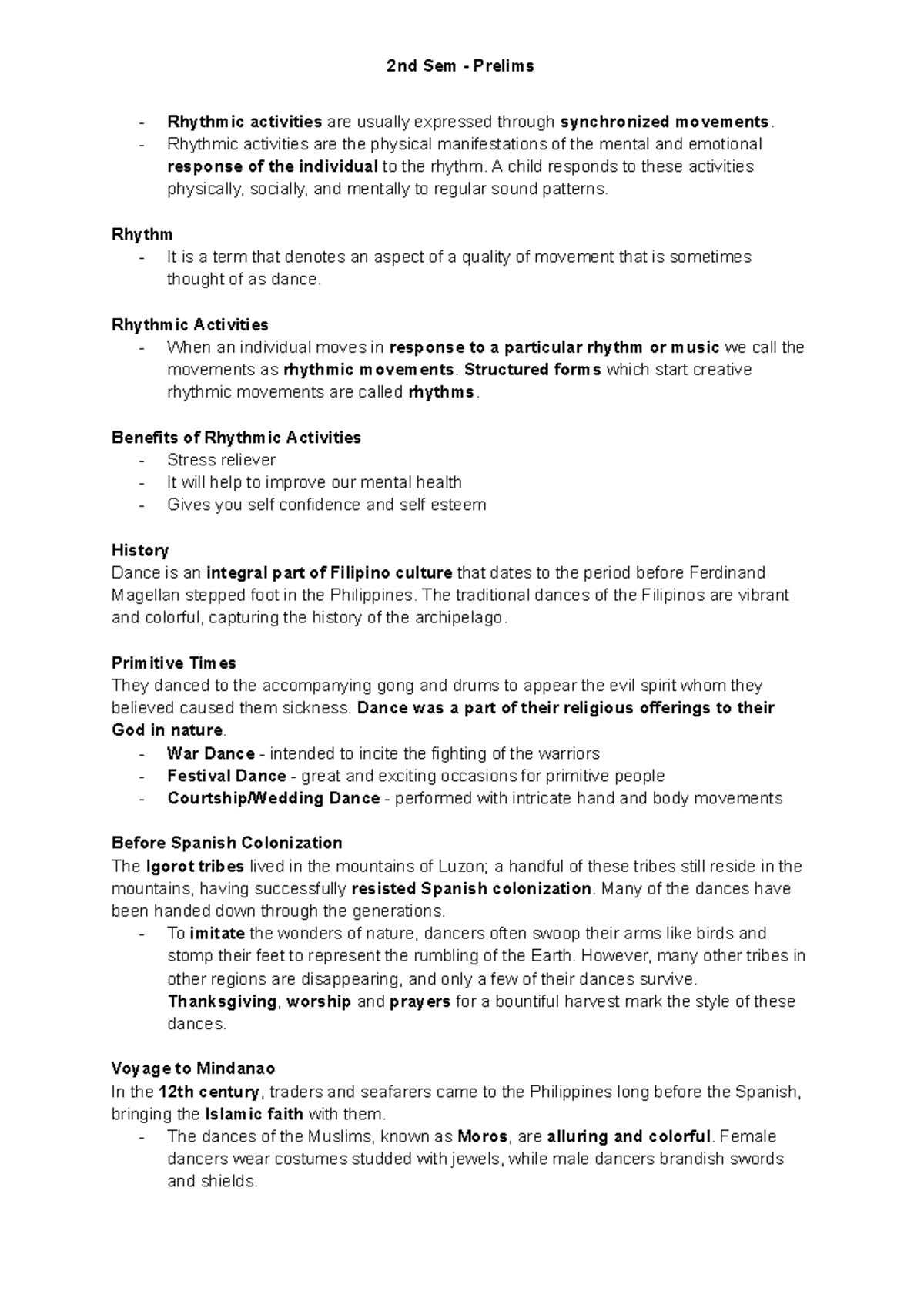 PE2 - Revmat: Prelims on Rhythmic Activities and Philippine Dance ...