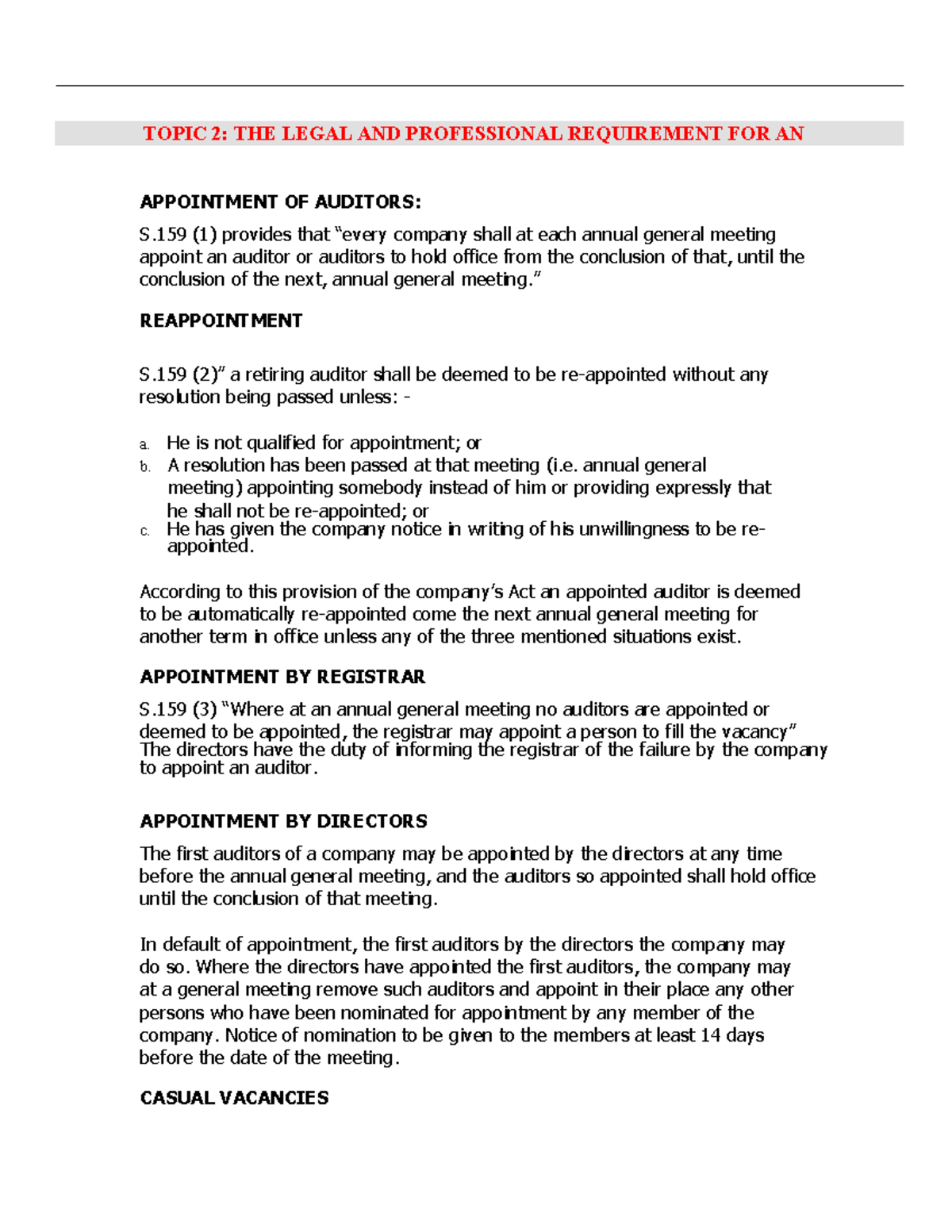 KAC 2303 Auditing Notes: Legal and Professional Requirements for ...