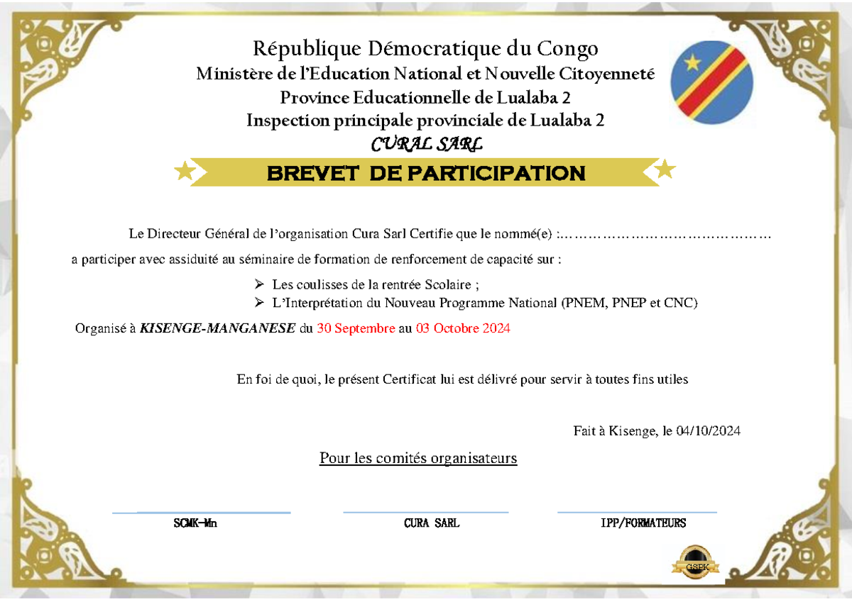 Model Brevet - Merci de votre attention - République Démocratique du ...