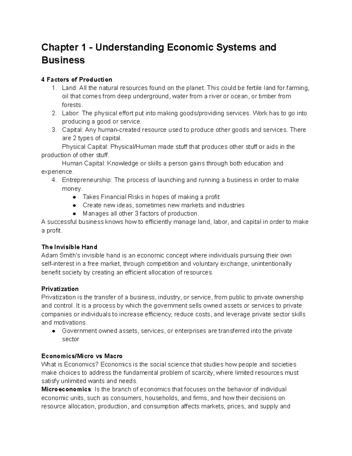 Chapter 1 & 2: Understanding Economic Systems & Business Ethics (BUS ...