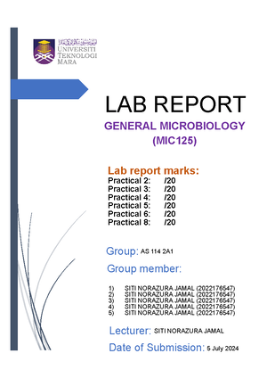 Lab report MIC102 practical 3 - MIC 102 CELL BIOLOGY PRACTICAL 3 ...