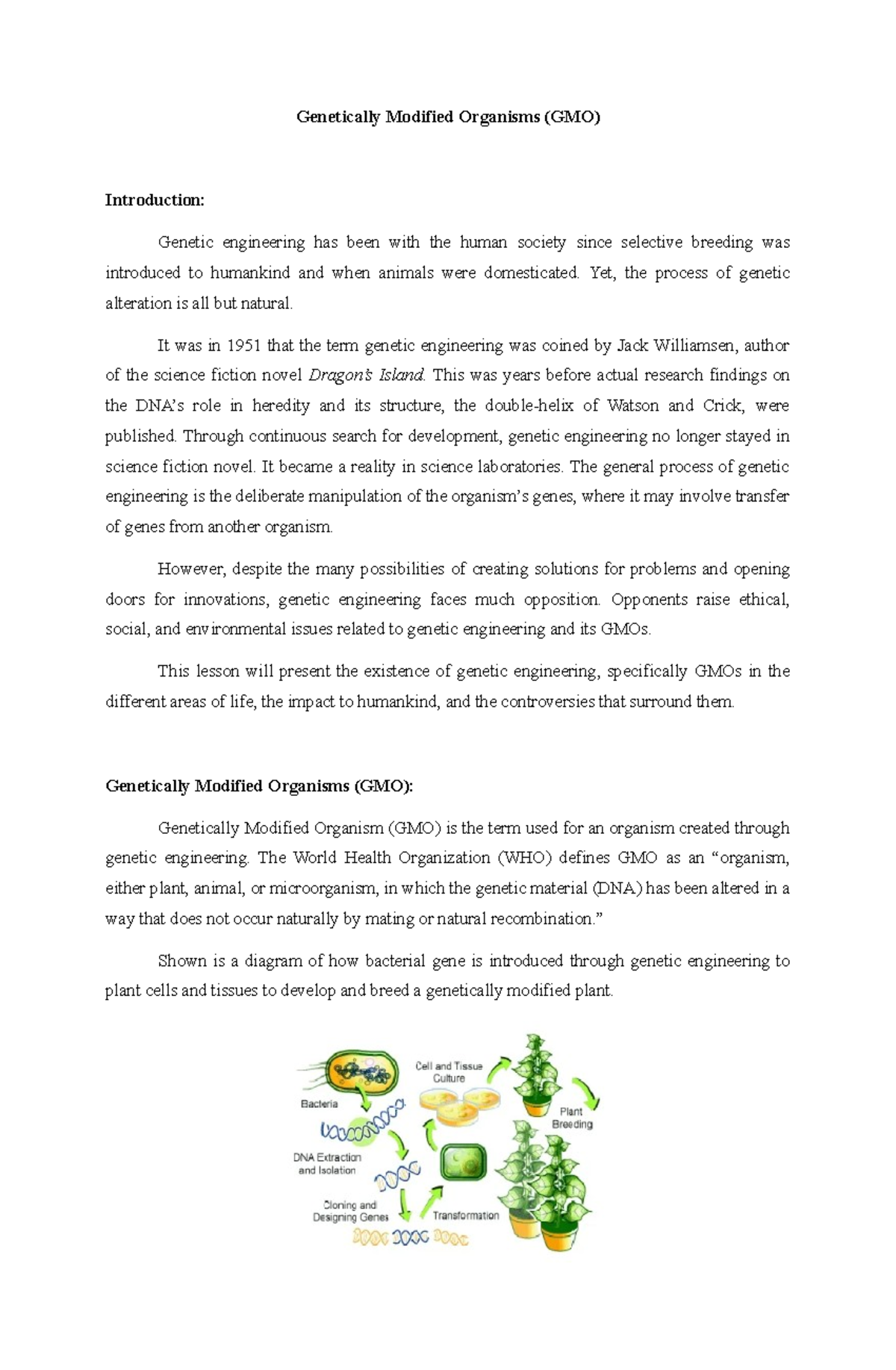 GMO 101: Understanding Genetically Modified Organisms and Their Impact - Studocu