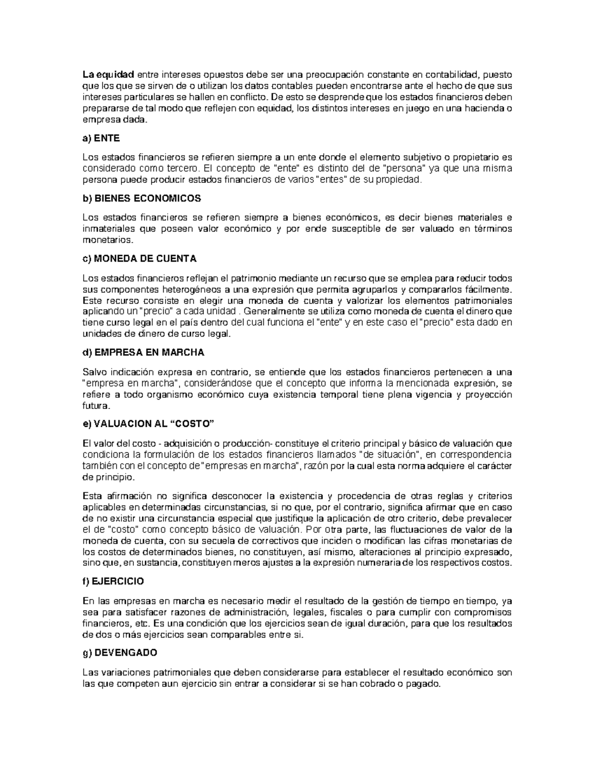 Principios de Contabilidad en BANCA: Equidad y Valuación de Estados ...