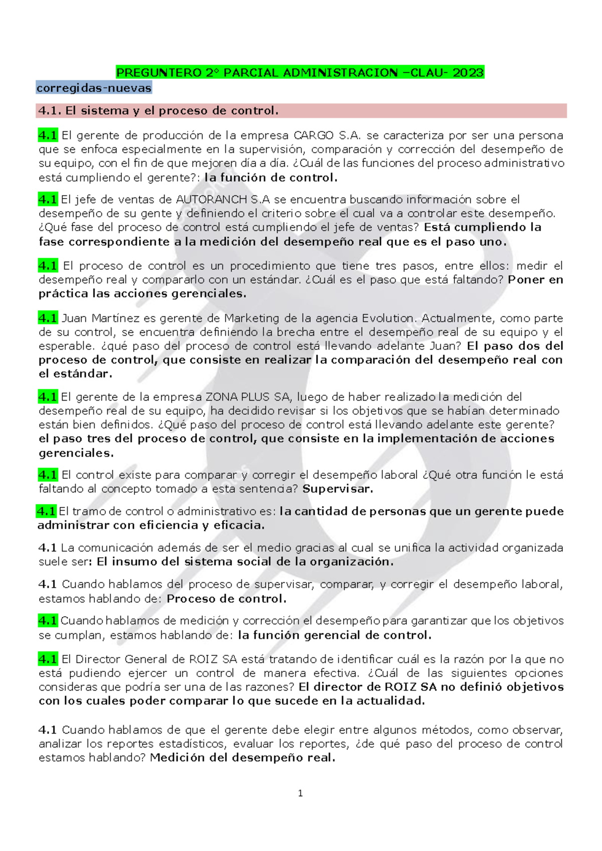 Preguntas y Respuestas 2° Parcial Administración - CLAU - Studocu