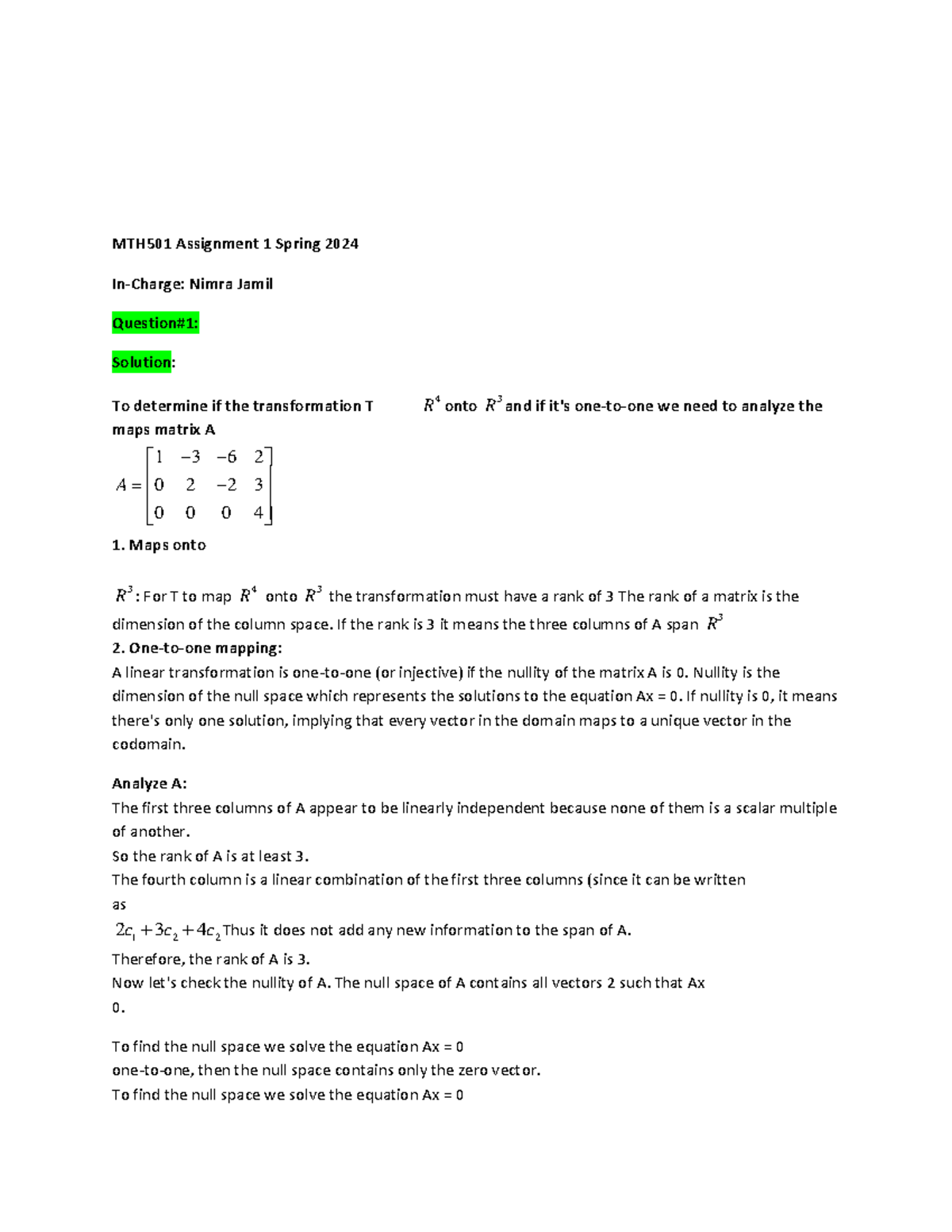 MTH501 Ass 01 - Detailed Solutions for Assignment 1 by Abu Bakar SK ...