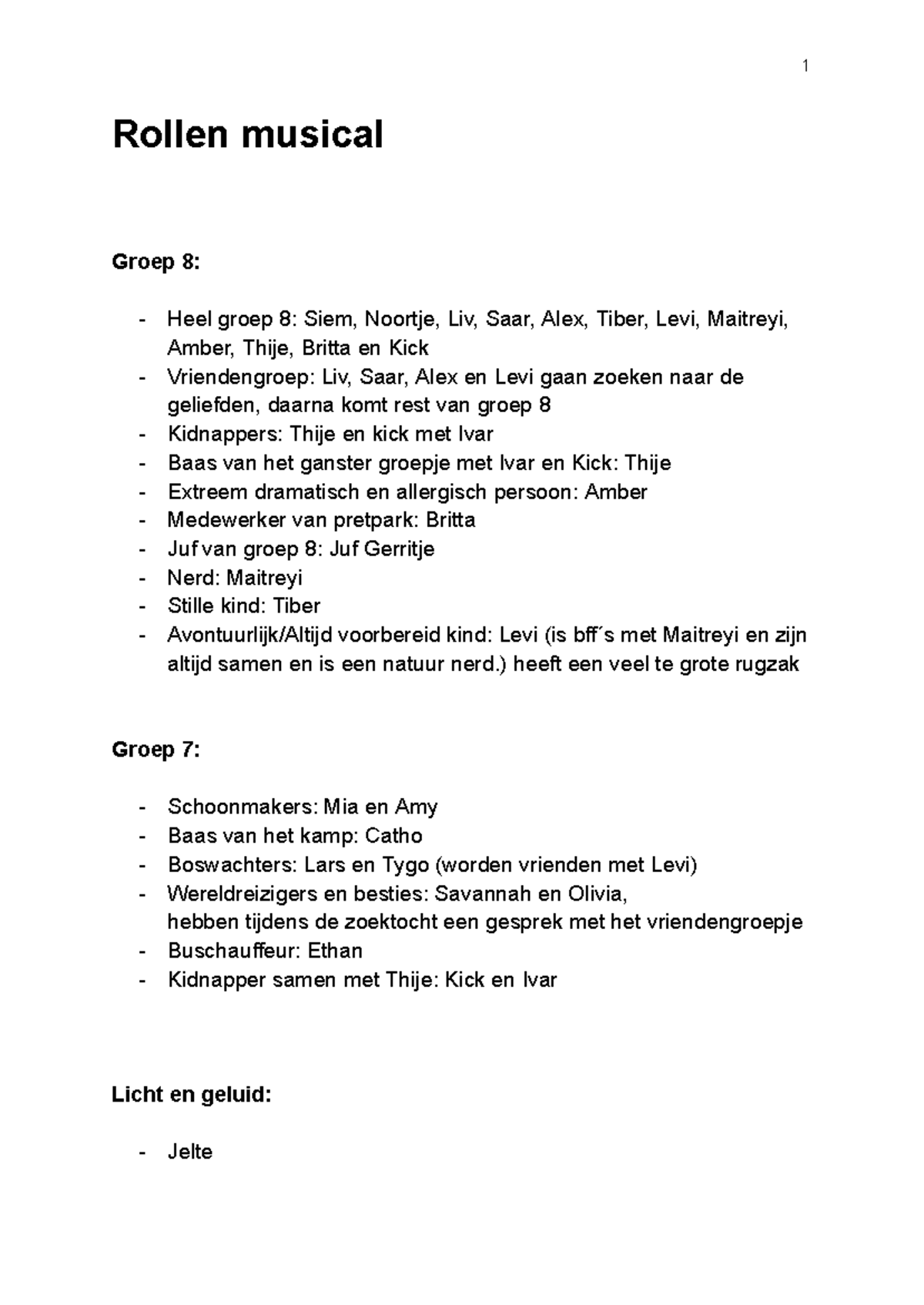 Musical Script Groep 8: Avonturen en Vriendschap - Studeersnel