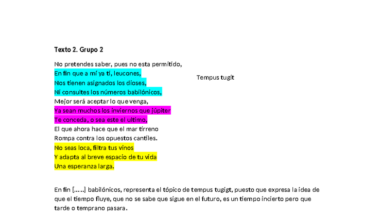 Tópicos Literarios: Análisis de "Tempus Fugit" y "Carpe Diem" - Tarea ...