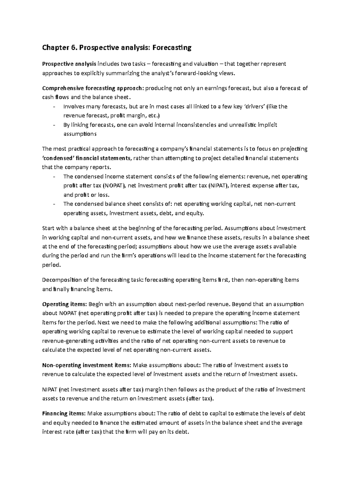 Chapter 6: Prospective Analysis and Forecasting Strategies - Studeersnel