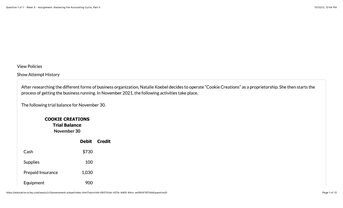 Mastering the Accounting Cycle, Part II - Cookie Creations Case Study - Studocu