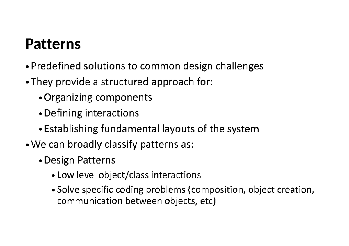 Design Patterns & Architectural Patterns Overview - Slides 03 - Studocu