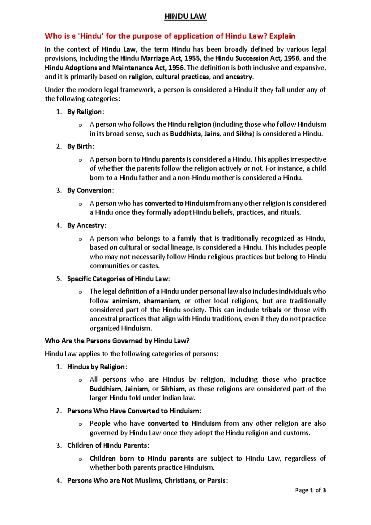Who is Hindu - Page 1 of 3 HINDU LAW Who is a 'Hindu' for the purpose ...